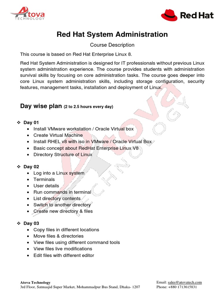 RHCSA Syllabus Day Wise | PDF | Red Hat | Computer File