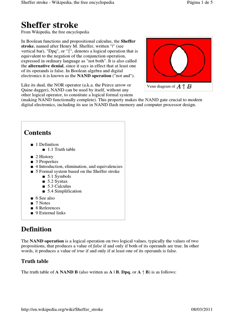 Sheffer Stroke: Stroke, Named After Henry M. Sheffer, Written ...