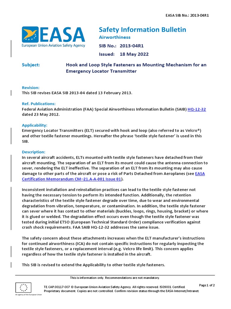 Safety Information Bulletin: Airworthiness | PDF | Aviation | Safety
