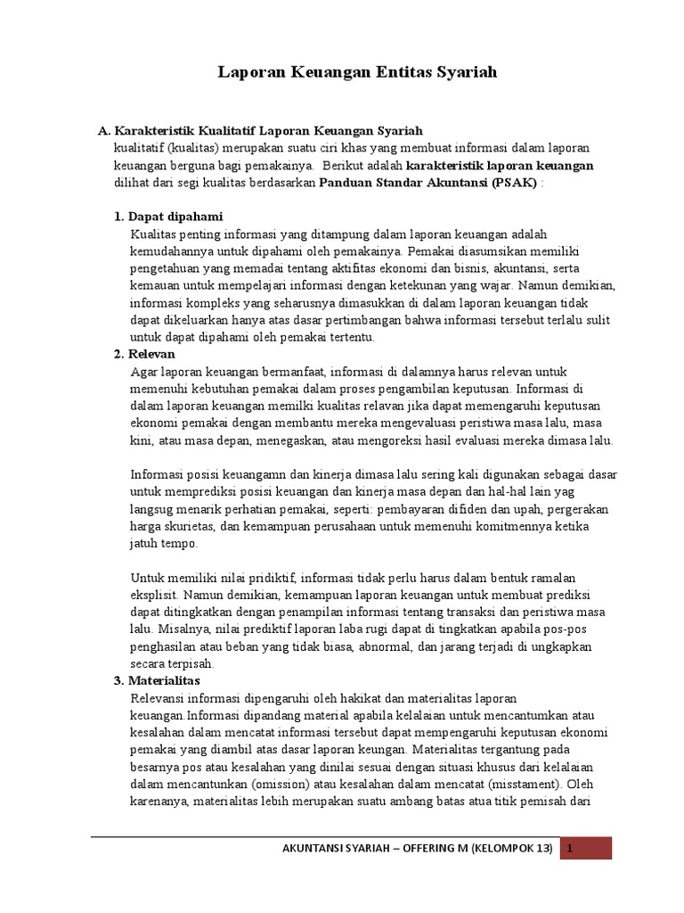Laporan Keuangan Entitas Syariah | PDF