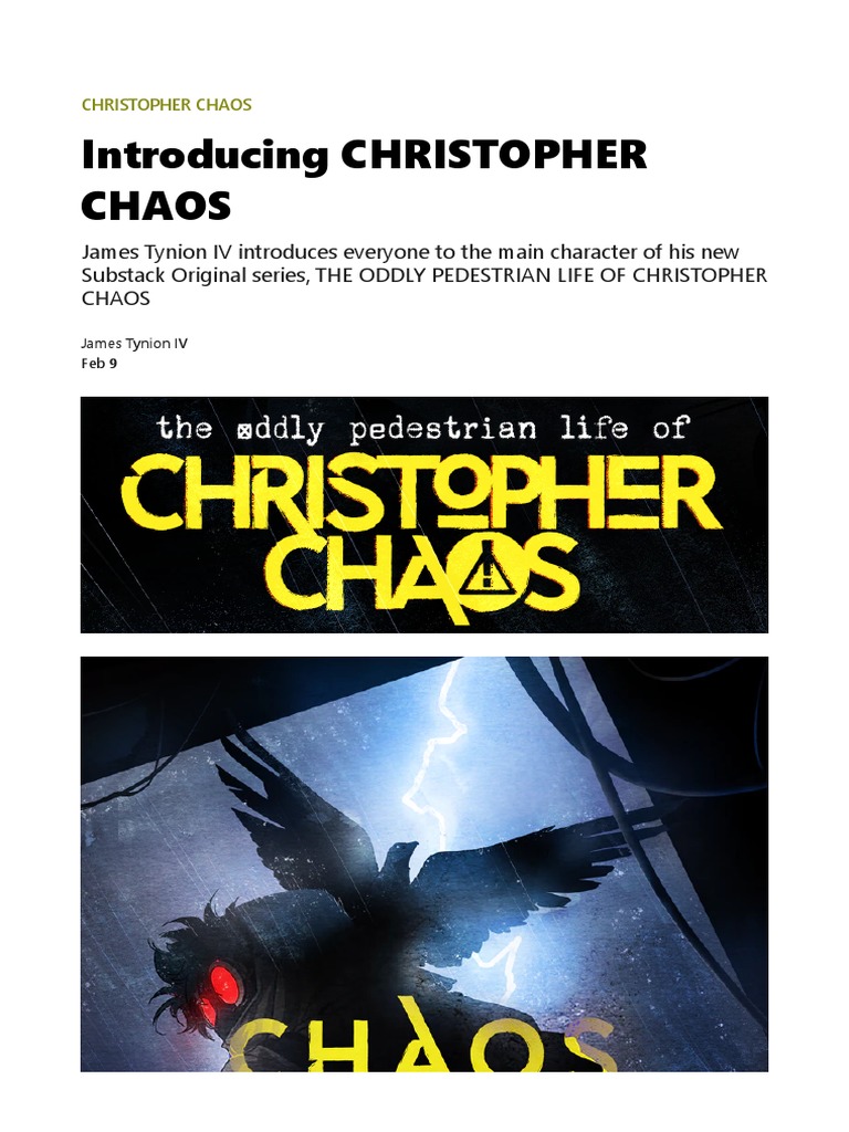 Introducing CHRISTOPHER CHAOS - by James Tynion IV | PDF | Mystery ...