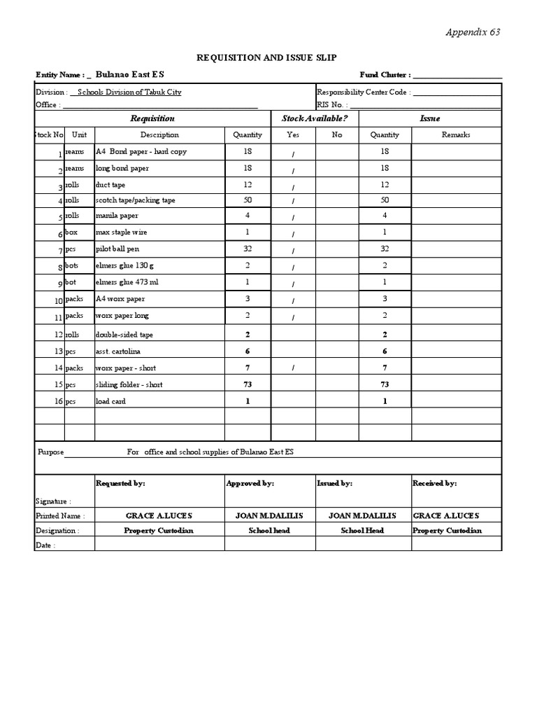7 Requisition and Issue Slip | PDF | Conservation And Restoration ...