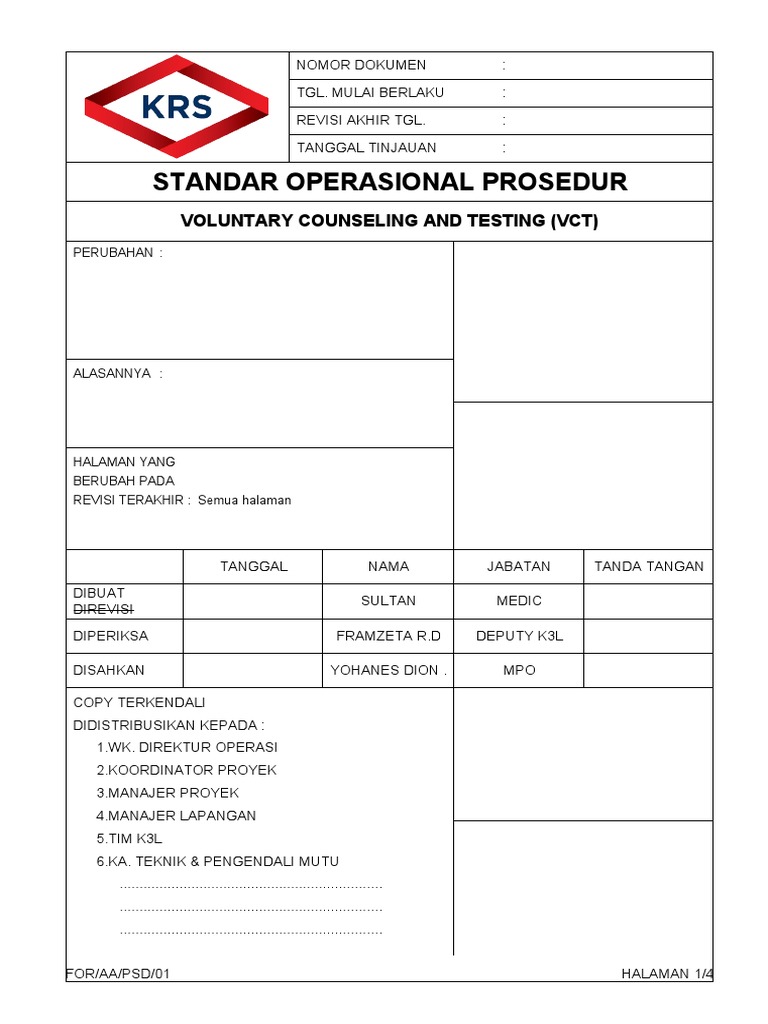 Standar Operasional Prosedur VCT | PDF | Bisnis | Sains & Matematika