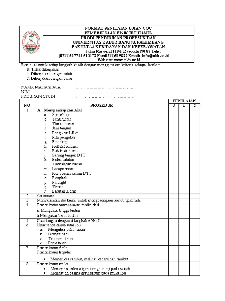 Format Penilaian Ujian Coc | PDF
