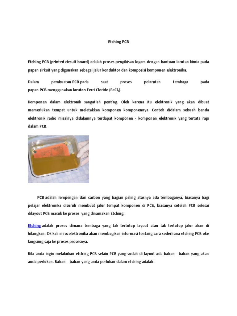 Cara Etching PCB Sederhana | PDF | Teknologi & Rekayasa