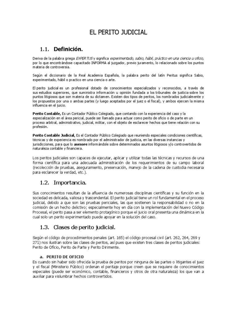 El Perito Judicial Pdf Testigo Experto Judicaturas