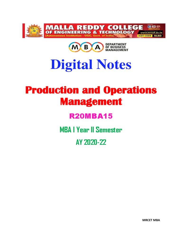 Production and Operations Management | PDF | Gross Domestic Product ...