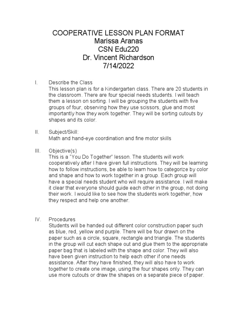 Annotated-cooperative 20lesson 20plan 20format | Pdf | Lesson Plan 