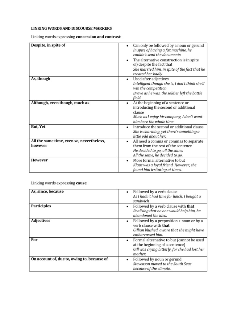 Discourse Markers and Synonyms Guide | PDF