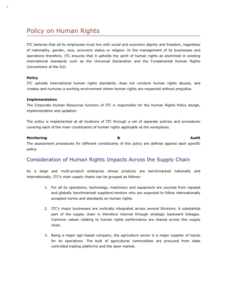 Human Rights Policy Template Guide | PDF | Human Rights | Hiv/Aids