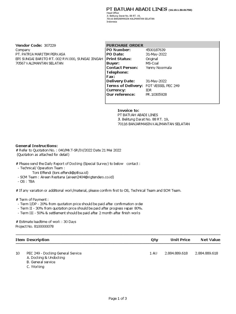 Po 4500187639 Pec 249 | PDF | Legal Liability | Invoice