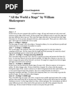 All The World's A Stage by William Shakespeare - Poem Analysis | PDF ...