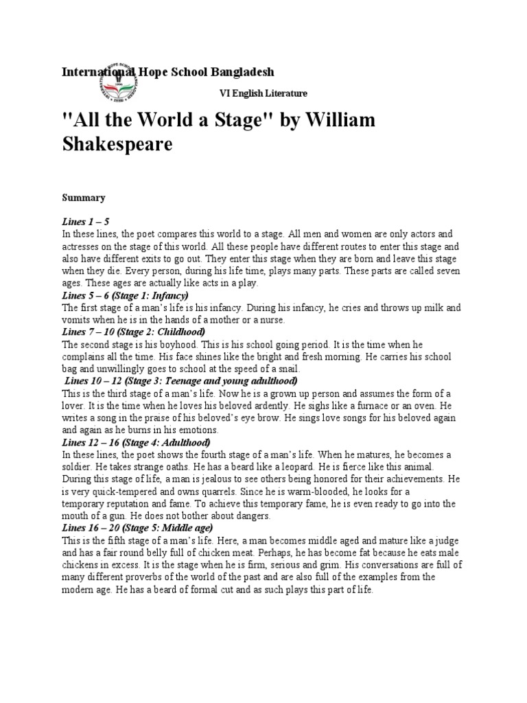 All the World's a Stage: An Analysis of Shakespeare's Famous Seven Ages ...