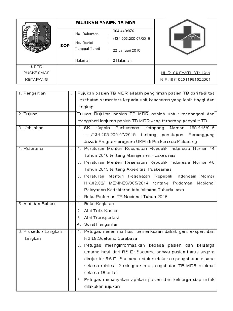 Sop Rujukan Pasien TB MDR | PDF