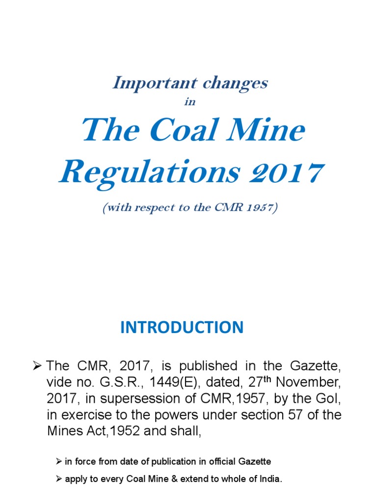 CMR 2017: Key Changes from 1957 | PDF | Coal Mining | Mining