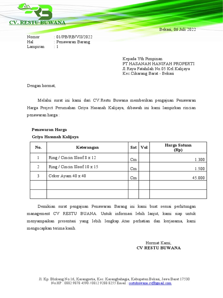 Penawaran Harga | PDF