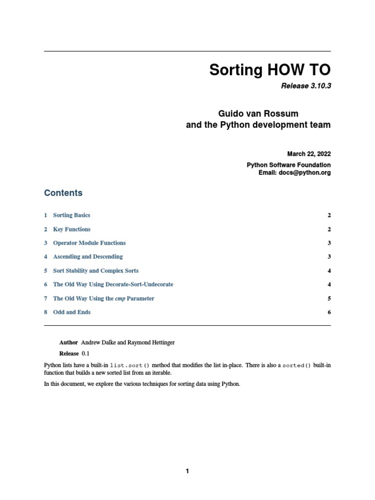 howto-sorting | PDF | Parameter (Computer Programming) | Information Technology Management