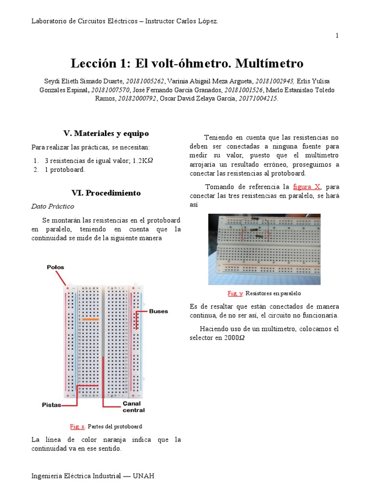 Medir resistencias en paralelo con multímetro | PDF | Resistencia ...