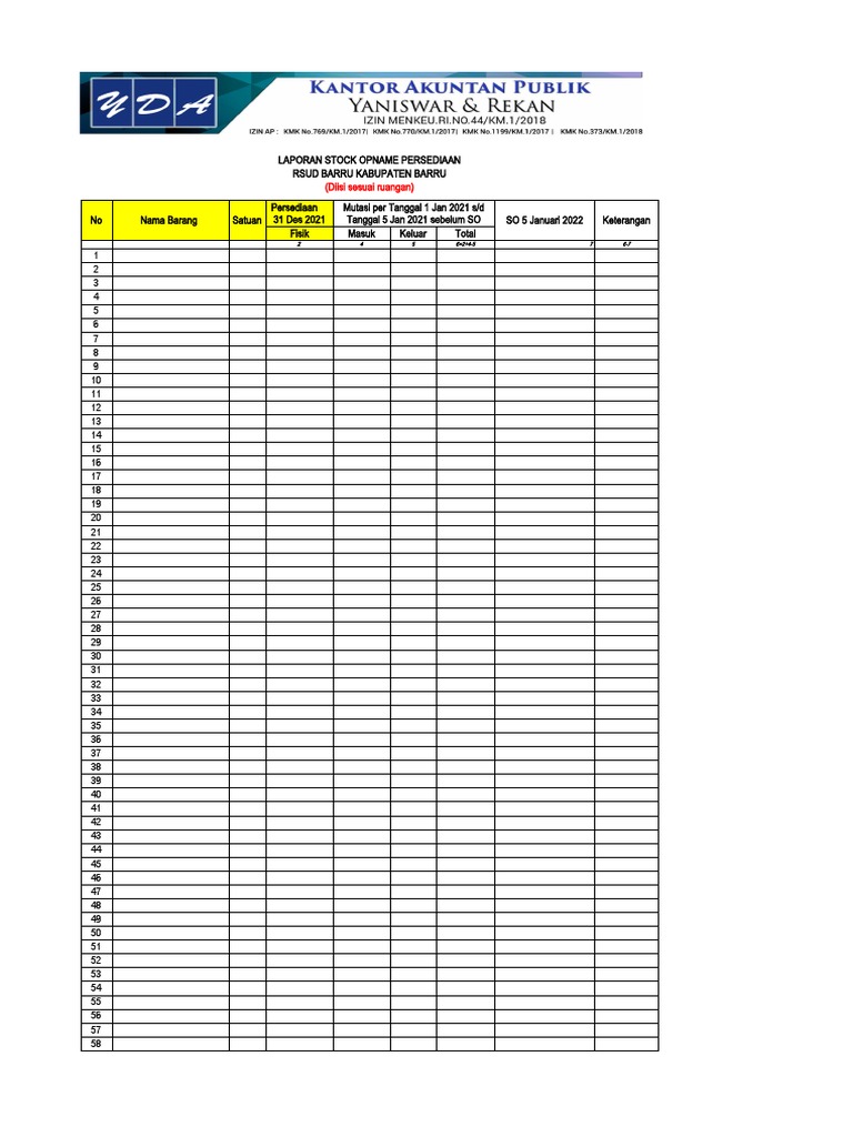Format Stok Opname | PDF