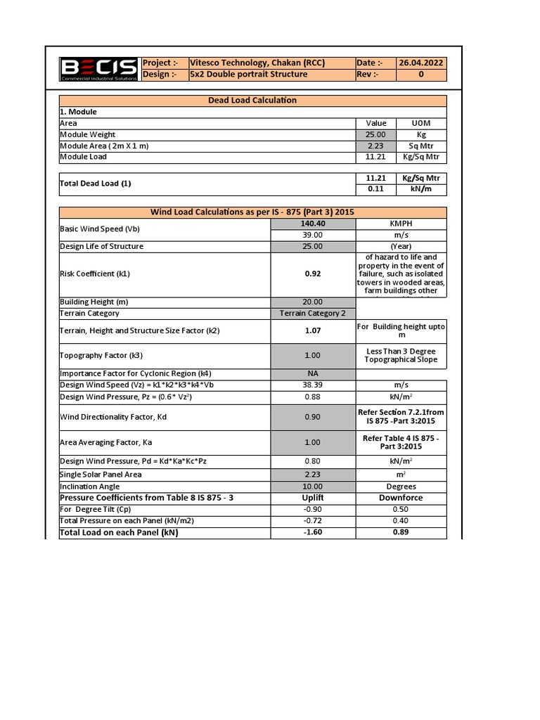 Wind Load Calculation With 0.3W Effect | PDF | Wound | Applied And ...