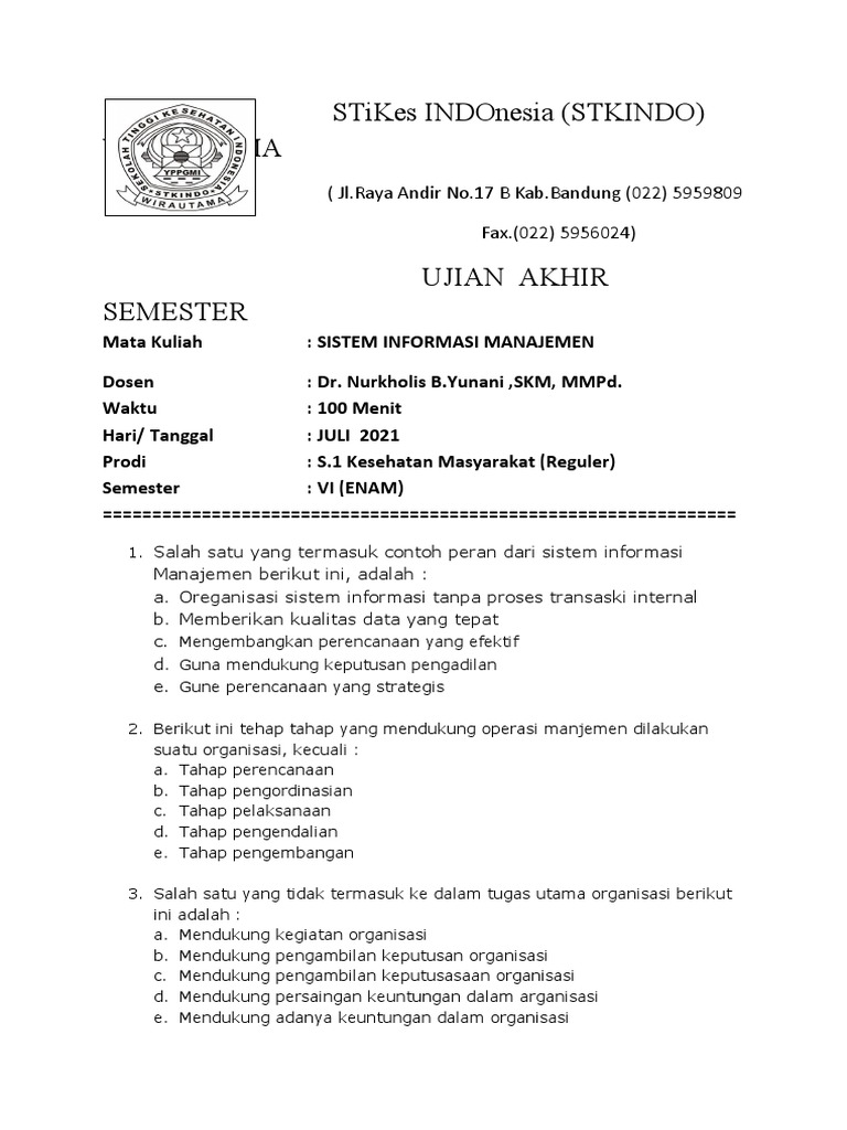 Soal Uas Sim Juli | PDF