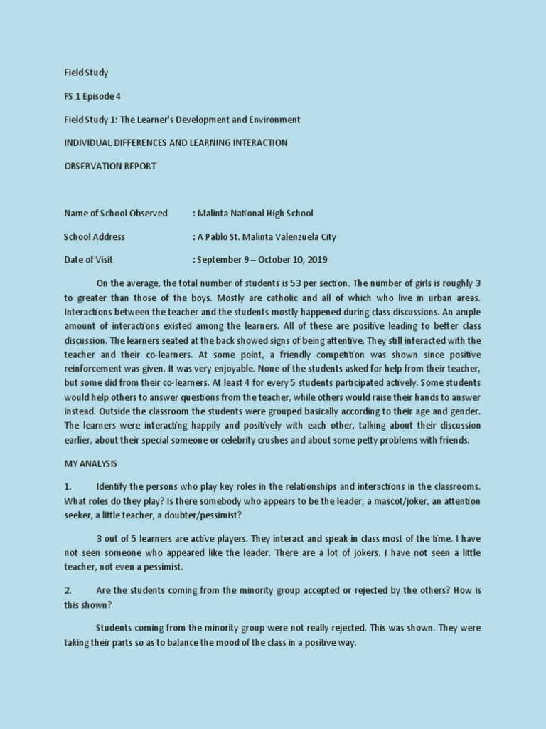 FS 1 Ep 4 | PDF | Teachers | Learning