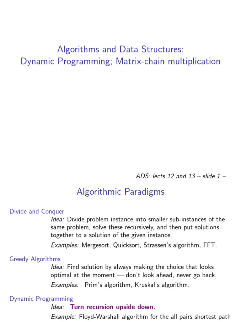 Efficient Matrix Chain Multiplication Through Dynamic Programming | PDF | Dynamic Programming ...