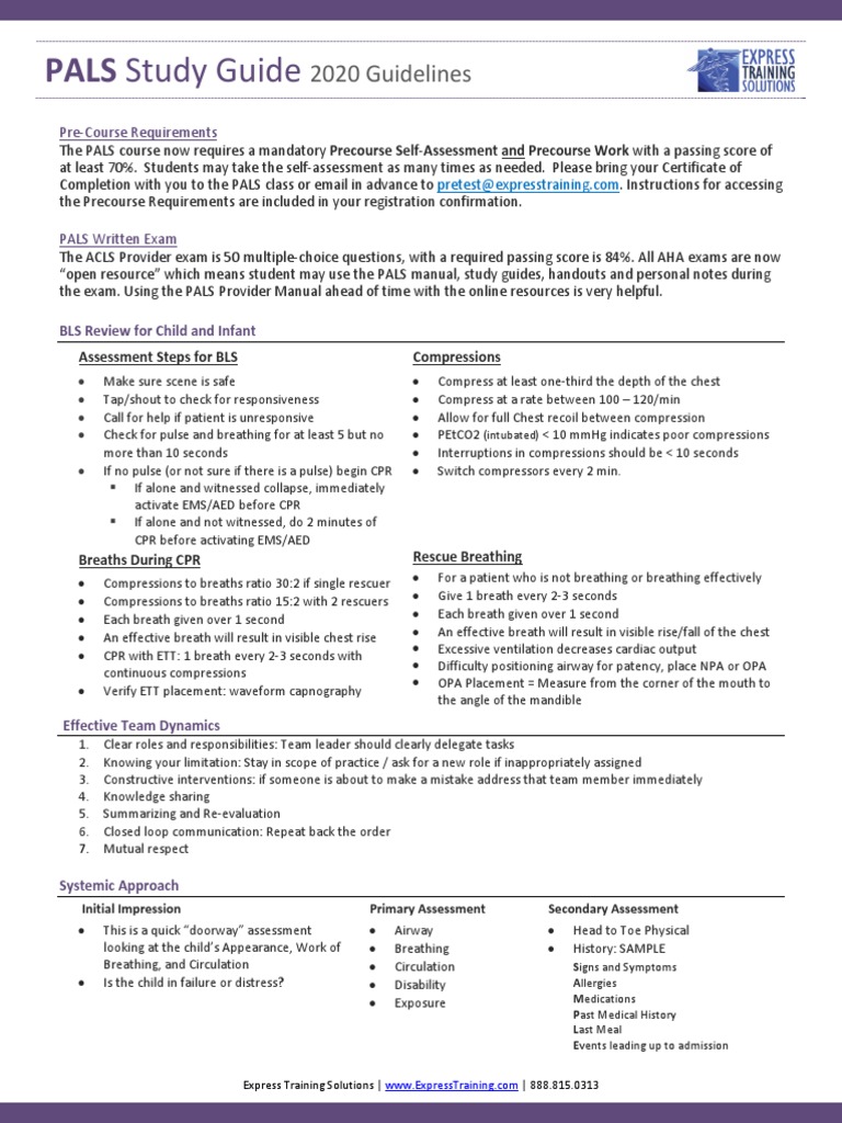 PALS Study Guide: 2020 Guidelines | Download Free PDF | Shock ...
