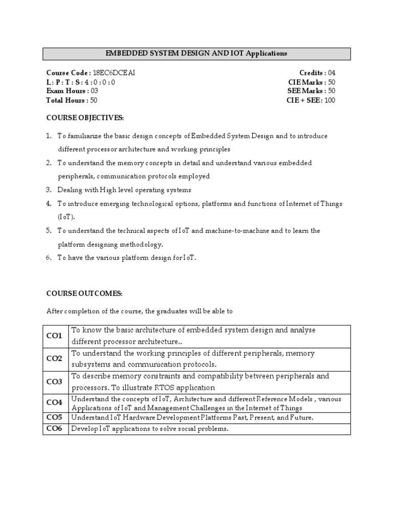 ESD & IOT Syllabus | Download Free PDF | Embedded System | Internet Of ...