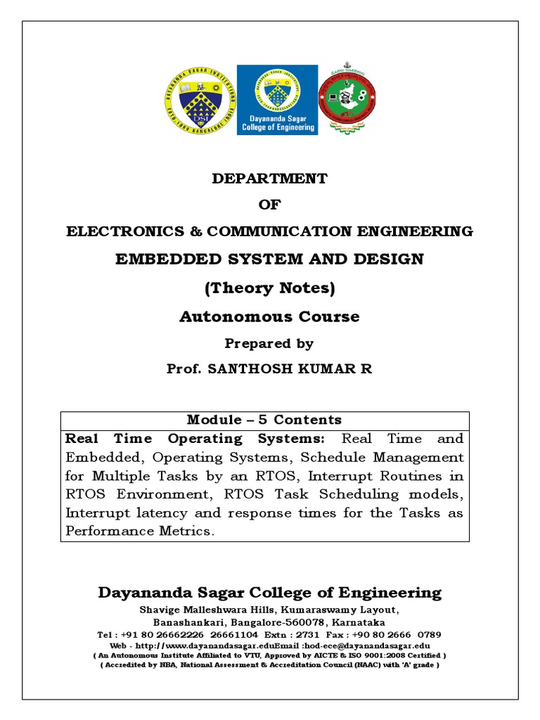 Embedded System and Design (Theory Notes) Autonomous Course: Department ...