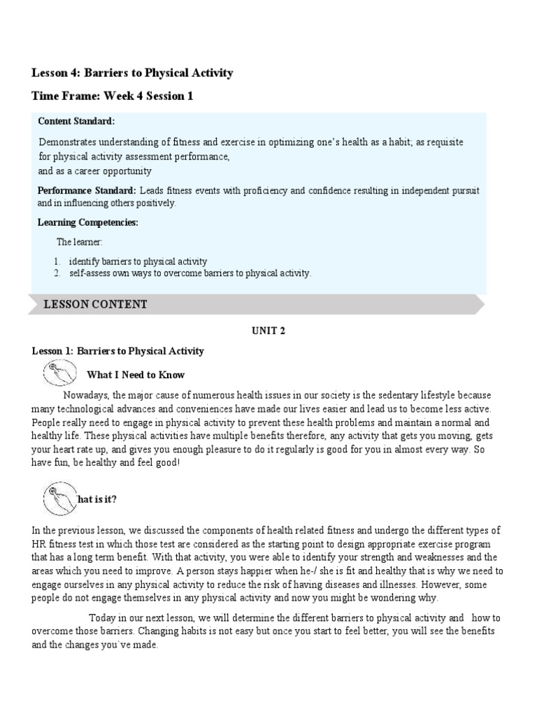 Modules Pe 1 (Lesson 4) | PDF | Physical Fitness | Health Sciences