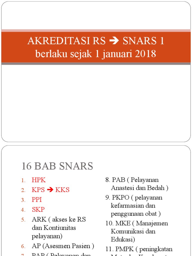 Akreditasi RS Snars 1 | PDF