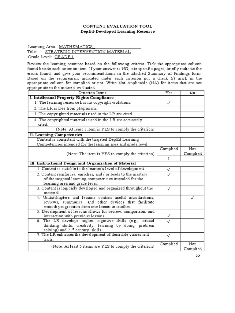 LR Evaluation Tool - Loui Final | PDF | Educational Assessment | Learning