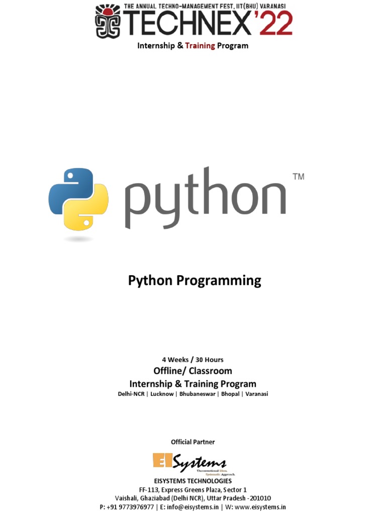 Python Programming: Internship & Program | PDF | Class (Computer ...