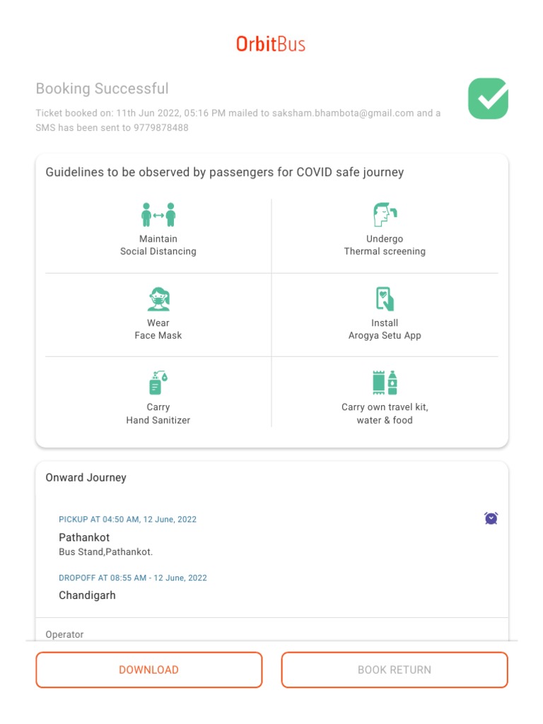 Orbit Aviation Pvt. Ltd. - Bus Ticket Details | PDF