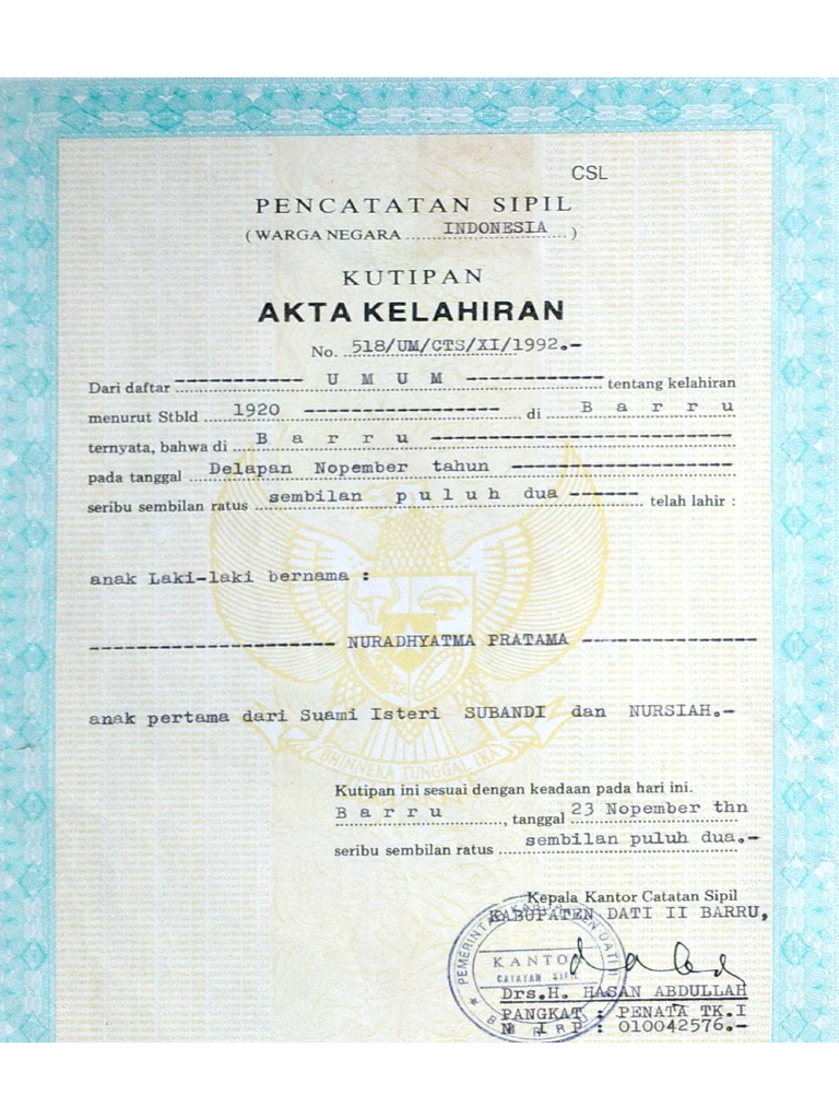 akta kelahiran anak | PDF