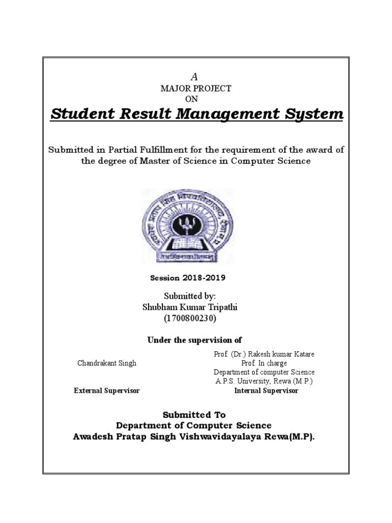 Student Result Management System: Major Project ON | PDF | Databases | Sql