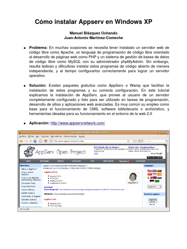 Como Instalar Appserv Windows Xp Pdf Php Servidor Apache