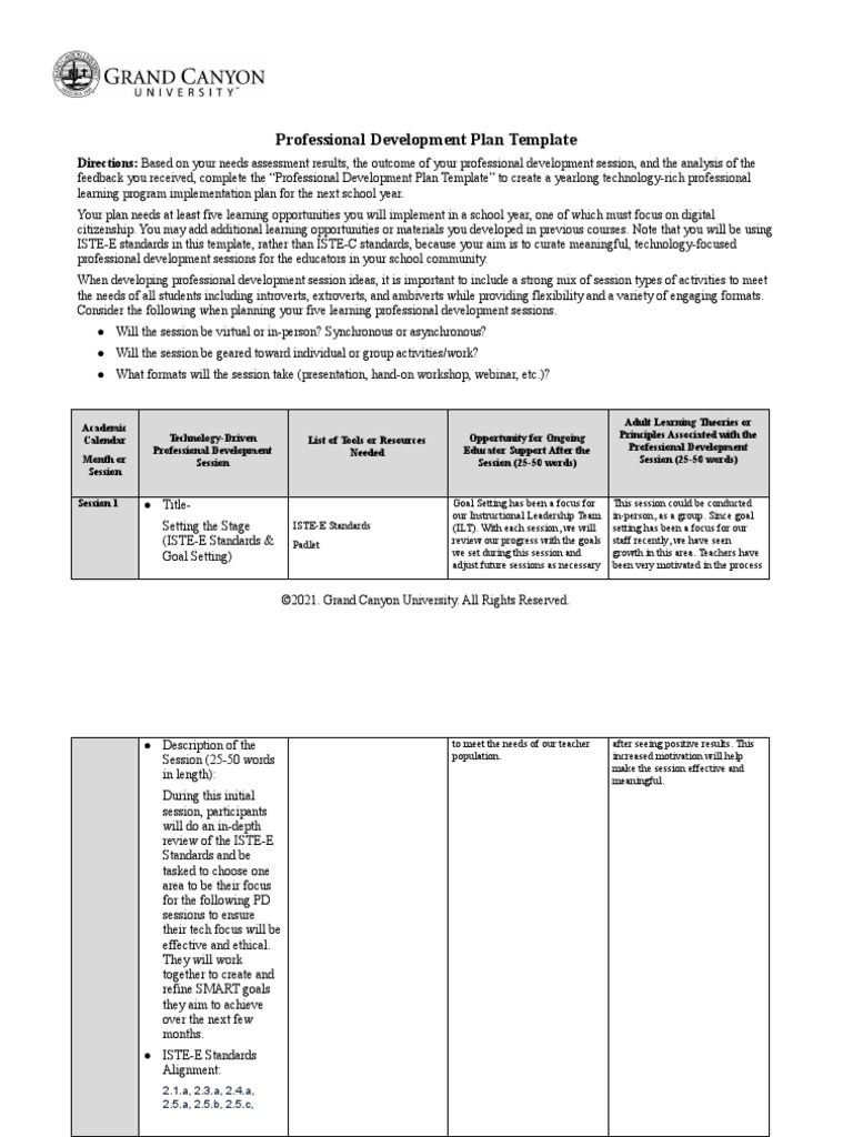 Tec 595 Rs Professional Development Plan Template | PDF | Mentorship ...