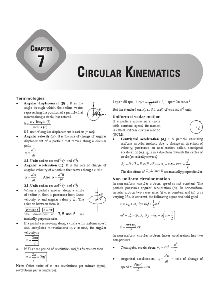 Circular Kinematics | PDF | Acceleration | Geometric Measurement