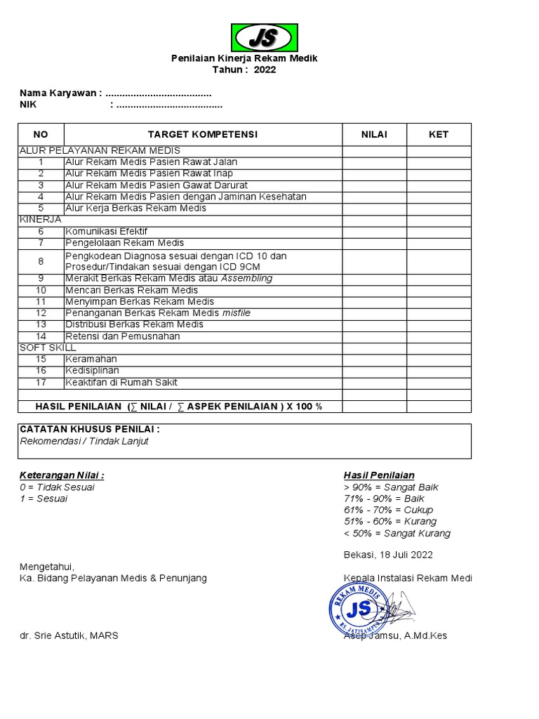 Form Penilaian RM | PDF