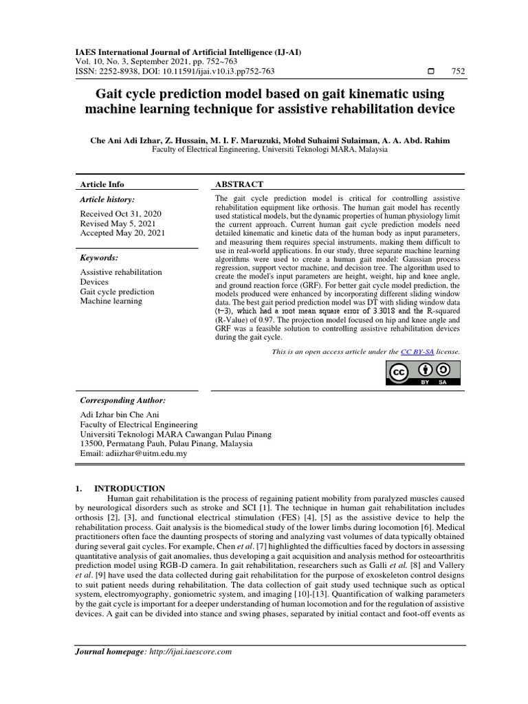 Gait Cycle Prediction Model Based On Gait Kinematic Using Machine Learning Technique For ...