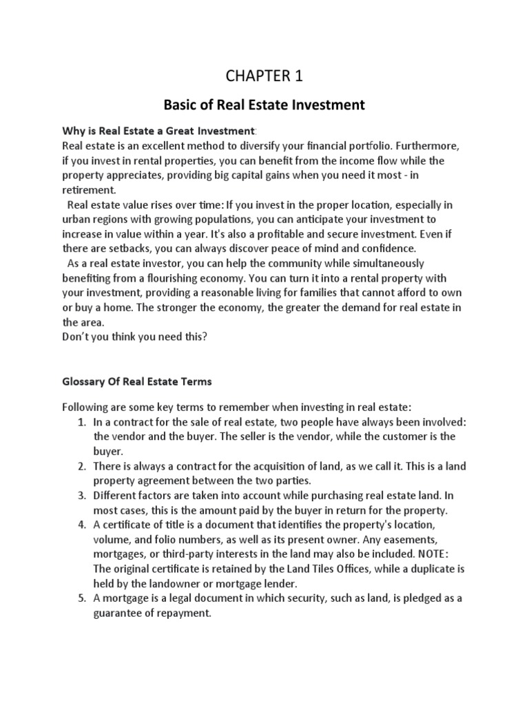 Basic of Real Estate Investment | PDF | Investing | Mortgage Loan