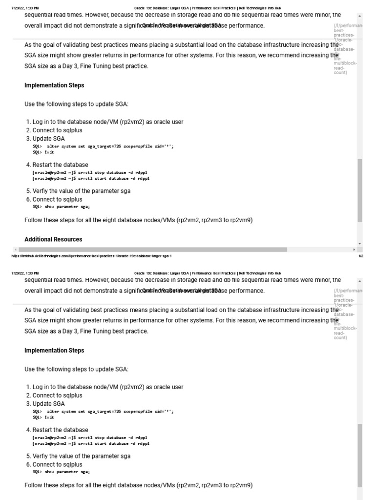Oracle 19c Database Larger Sga Performance Best Practices Dell Technologies Info Hub 9533