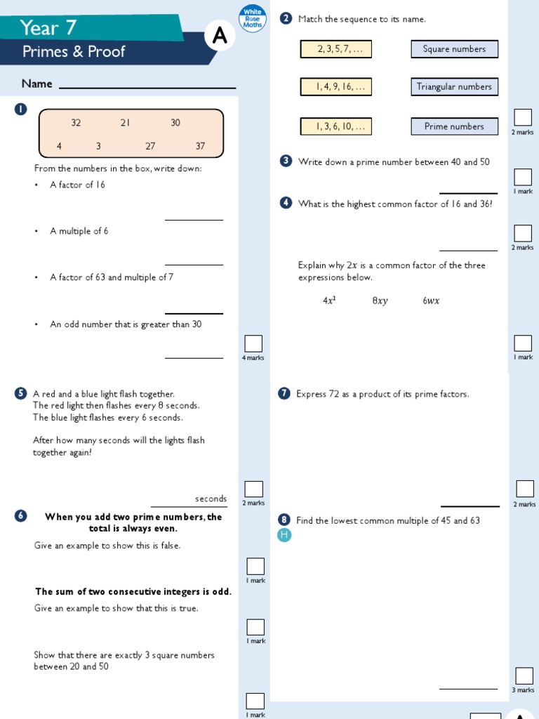 Year 7 Prime Numbers and Factors Guide | PDF | Prime Number | Arithmetic