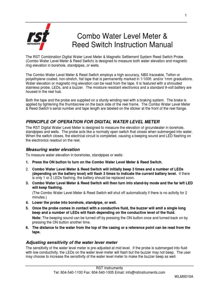 WLM0010A - Combination Water Level Meter & Reed Switch Probe | PDF ...
