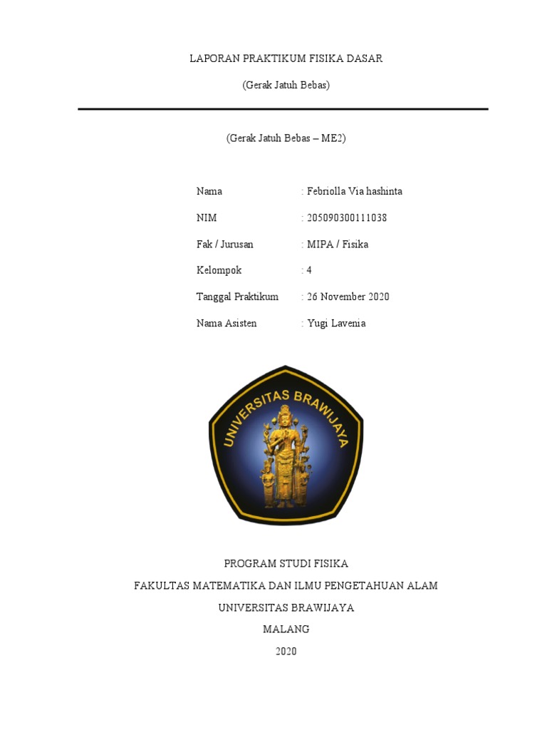 Laporan Praktikum Gerak Jatuh Bebas Pdf