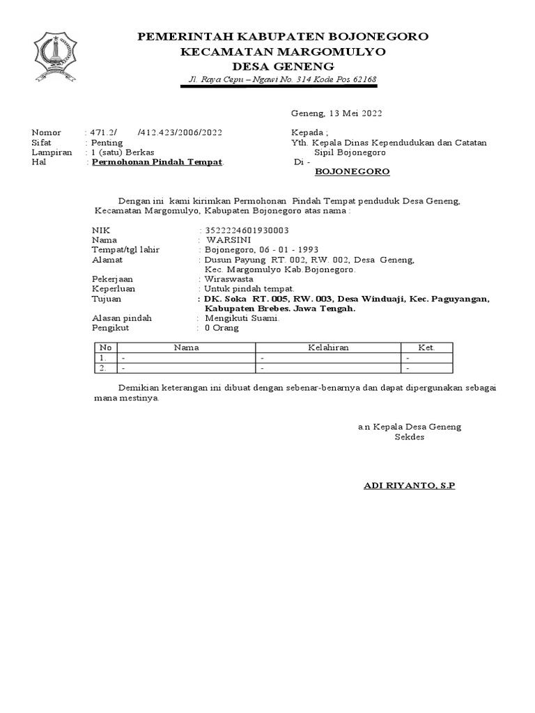 Pengantar Pindah Tempat - Ok2 - Nyar | PDF
