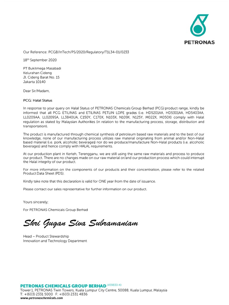 Sertifikat Halal Etilinas & Petlin (S.d. 18 Sept 2021) PDF | PDF