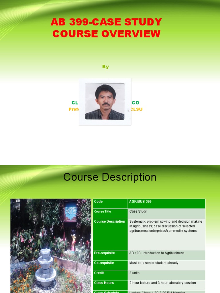 Ab 399-Case Study Course Overview: Clodualdo V. Velasco | PDF | Swot ...